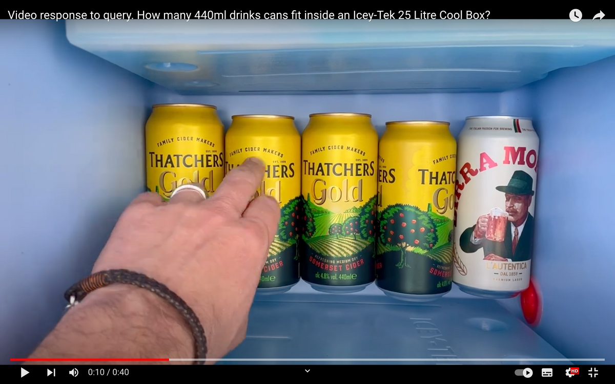 Video response to query. How many 440ml drinks cans fit inside an Icey ...